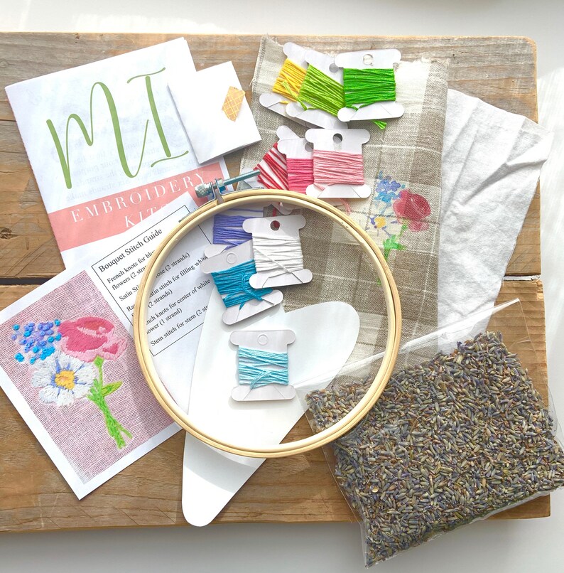 Embroidery Sachet Kit,embroidery Kit,heart Sachet,lavender Filled ...