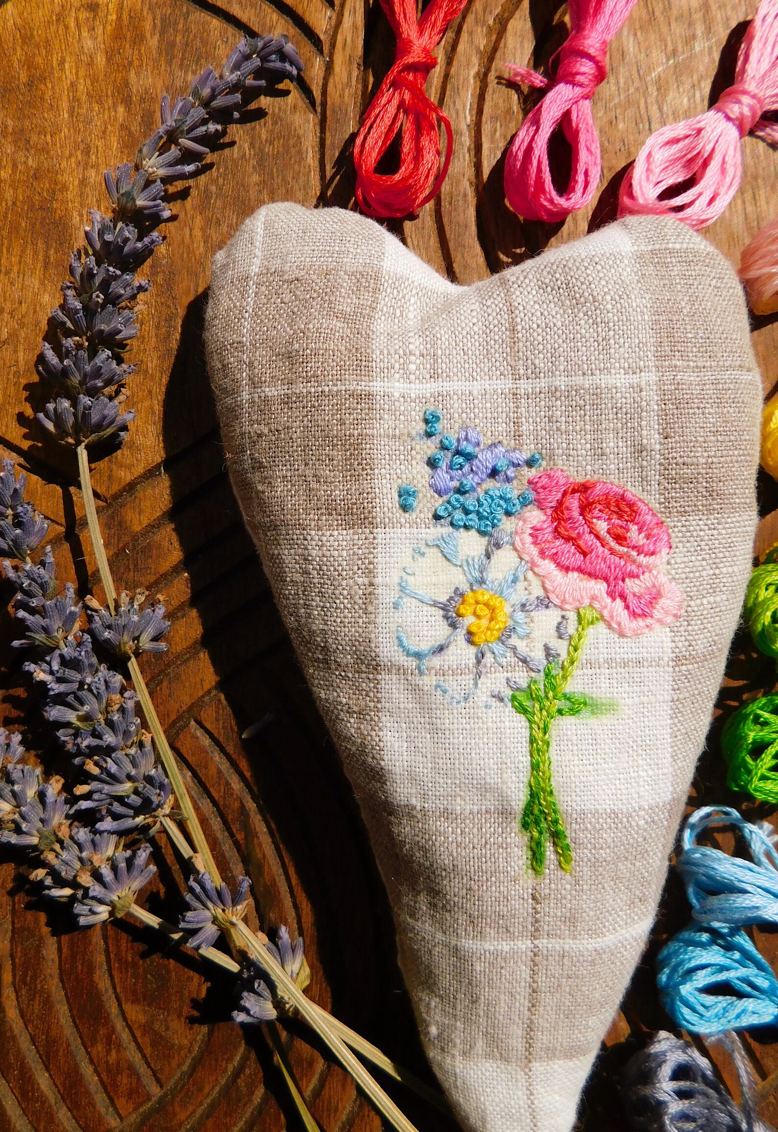 Embroidery Sachet Kit,embroidery Kit,heart Sachet,lavender Filled ...