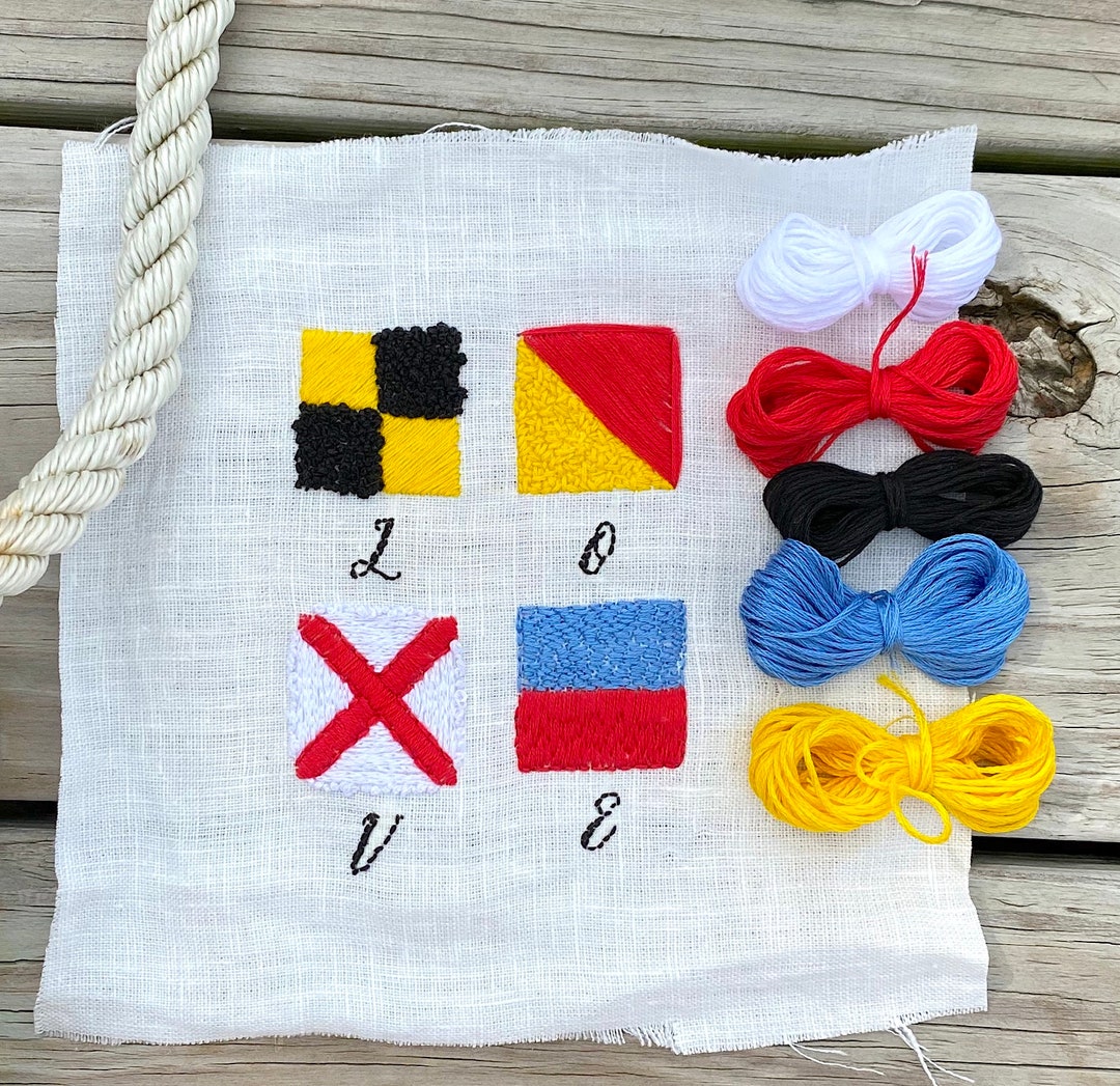 Nautical Embroidery,hand Embroidery Kit,sailing Flag Embroidery,diy ...