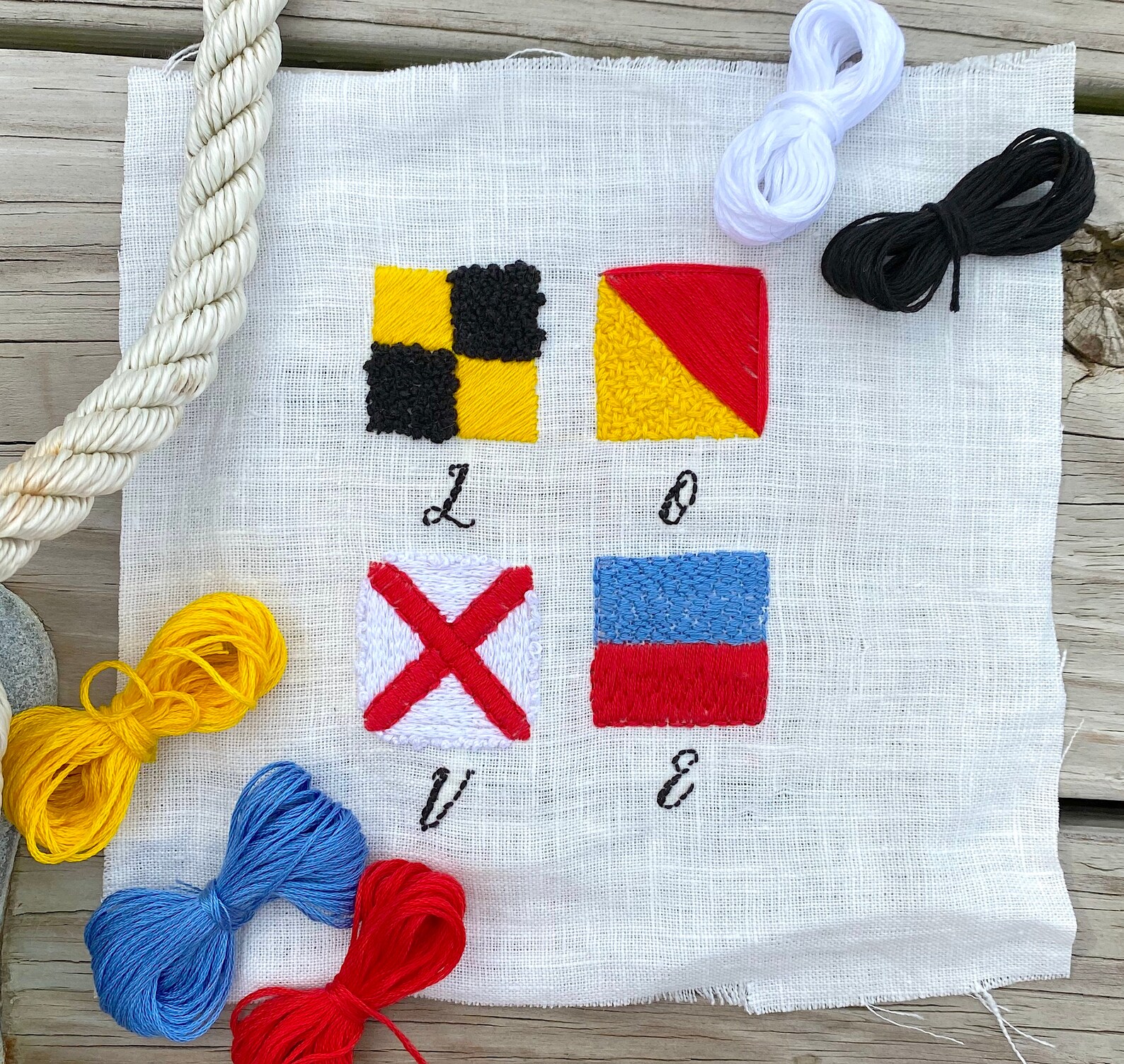 Nautical Embroidery,hand Embroidery Kit,sailing Flag Embroidery,diy ...