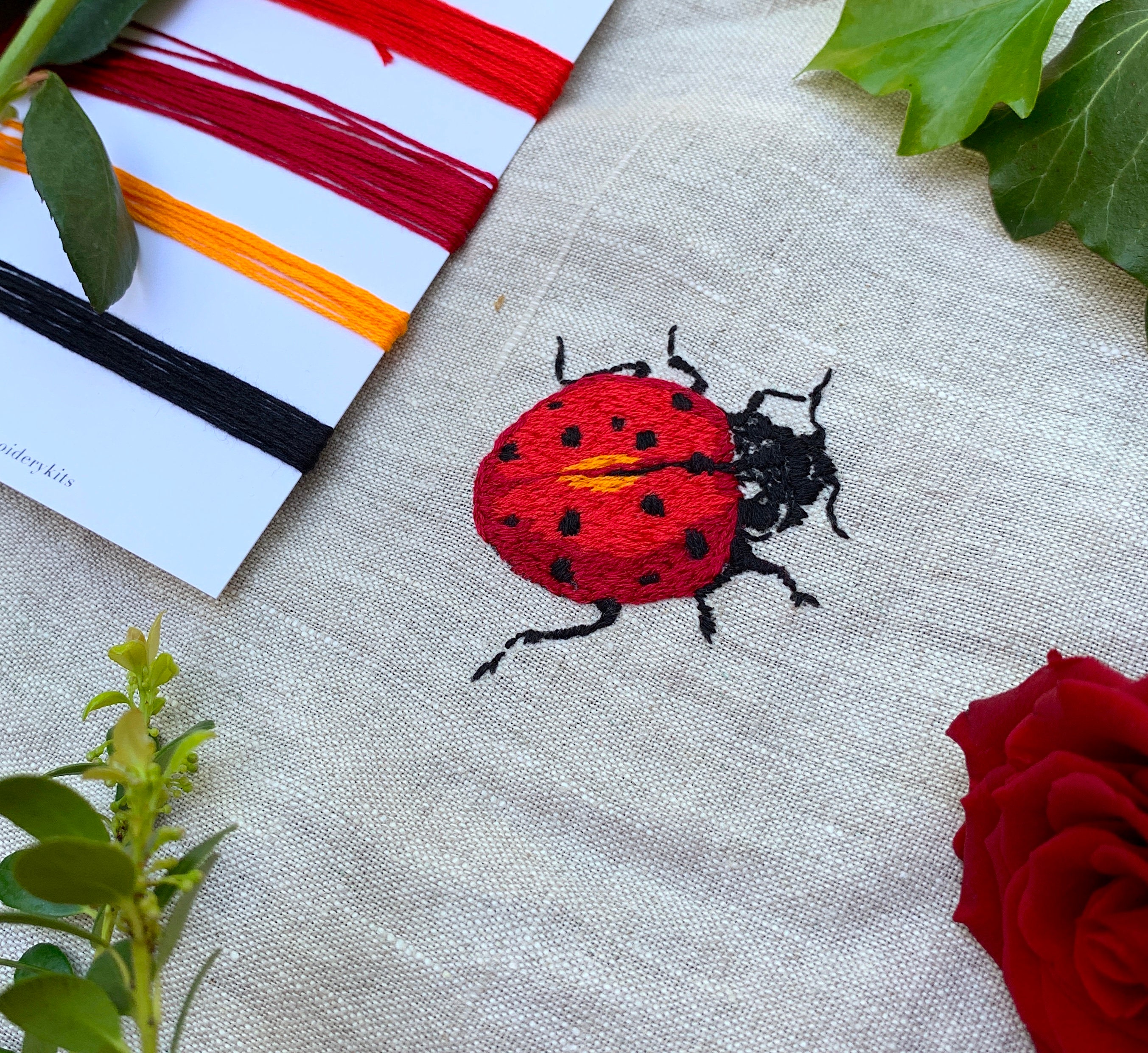 Ladybug Embroidery, Garden Embroidery Kit, Garden Art Embroidery ...