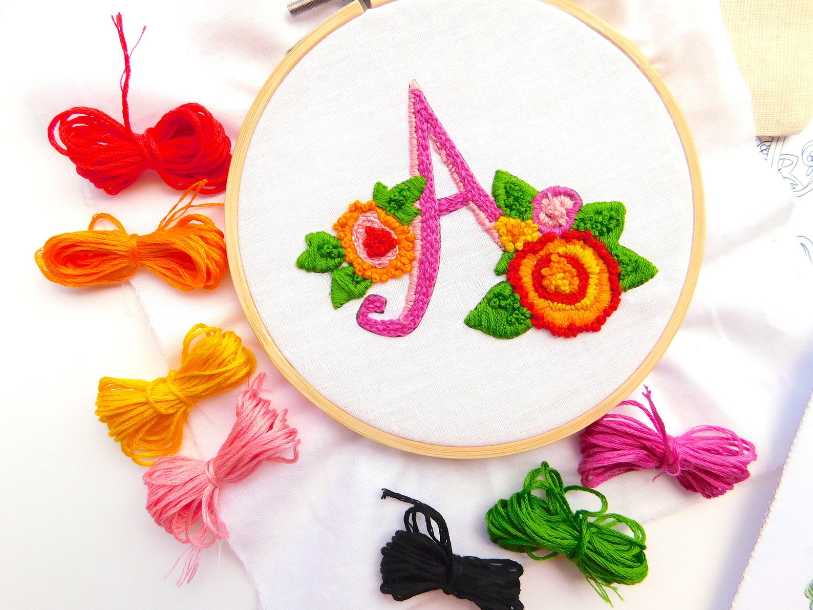 Hand Embroidery Kit, Modern Monogram, Beginner Embroidery Kit, Monogram ...