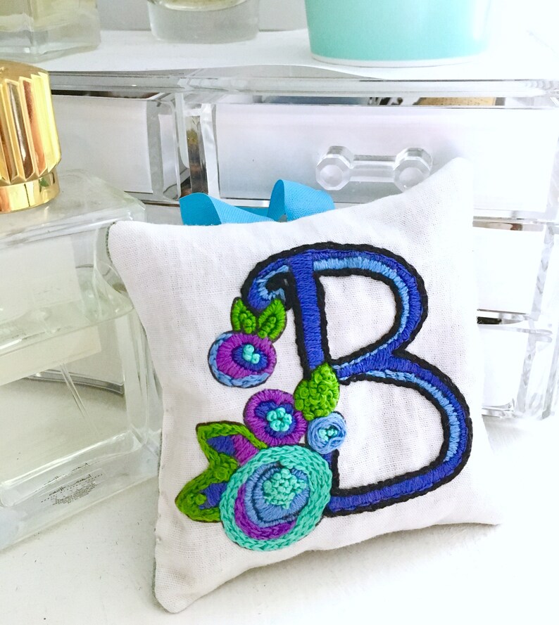 Hand Embroidery Kit, Monogram Sachet, DIY Sachet Embroidery Kit ...