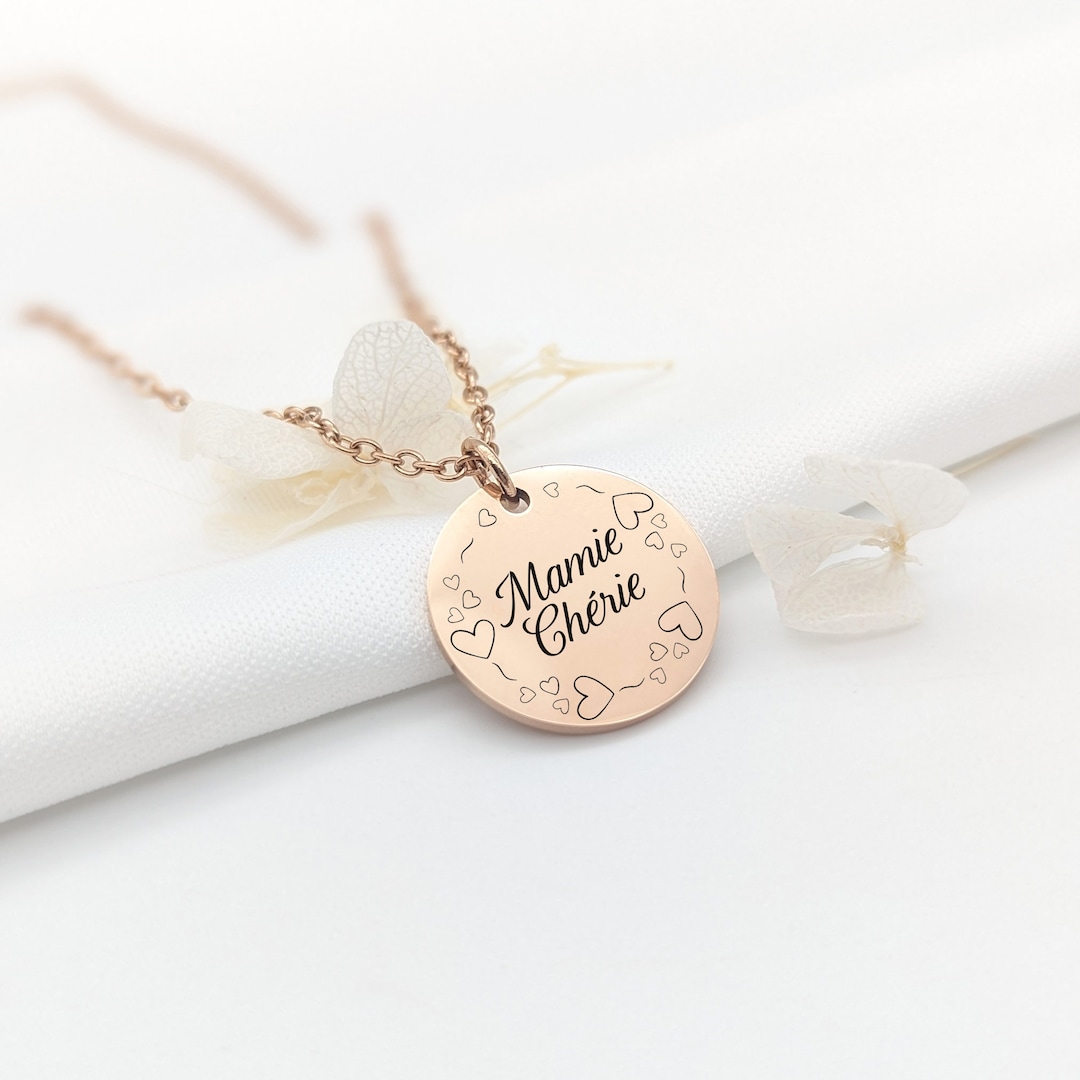 Customizable Necklace Crown Hearts and Engraving, Gift for Mom ...