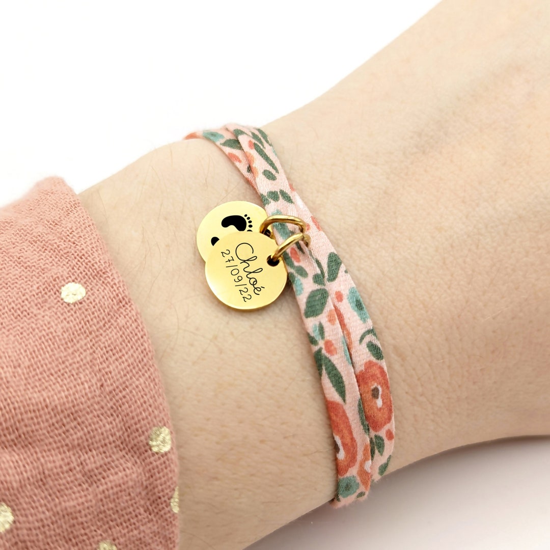 Personalized Bracelet Engraved Medal Cord, Women's Bracelet, Mom Gift ...