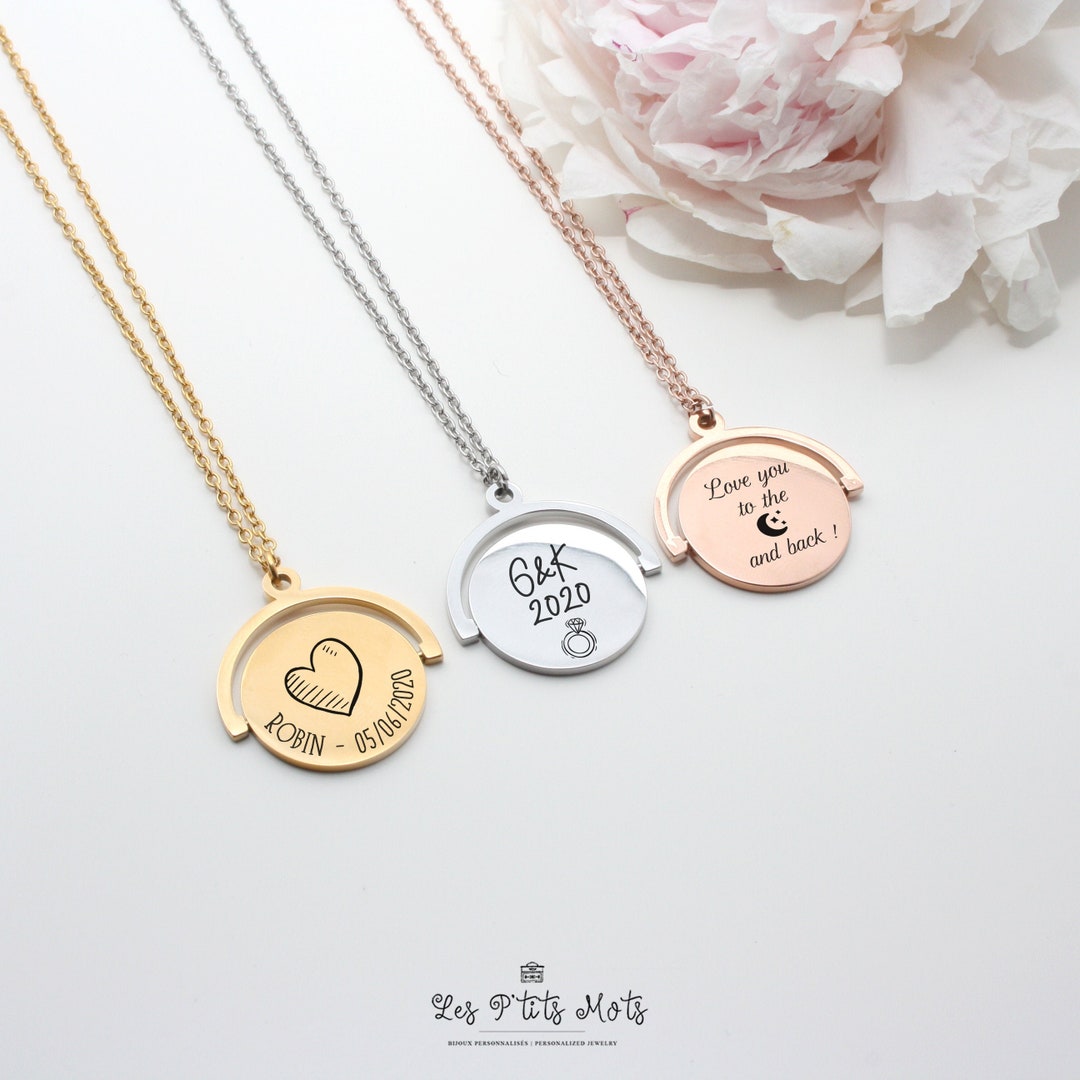 Personalized Pendulum Necklace and Custom Engraving, Necklace for Mom ...