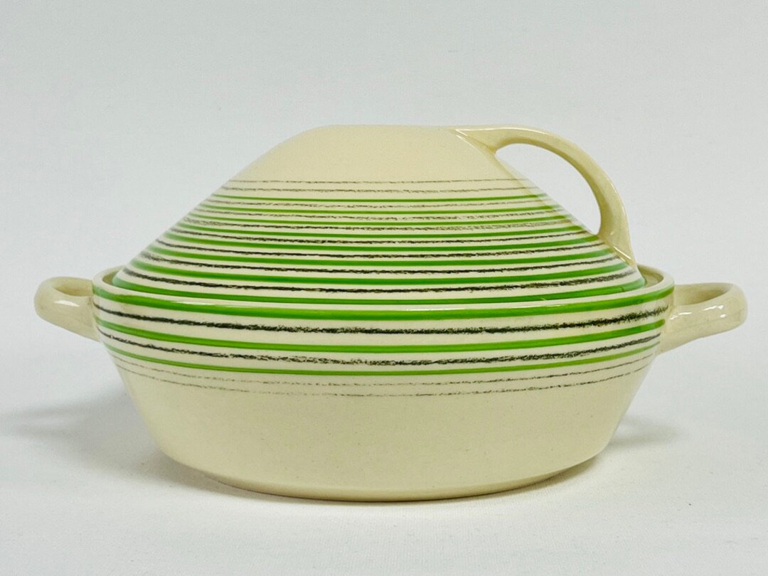 Susie Cooper Kestrel Shape Green and Black Crayon Lidded Tureen 1930s ...