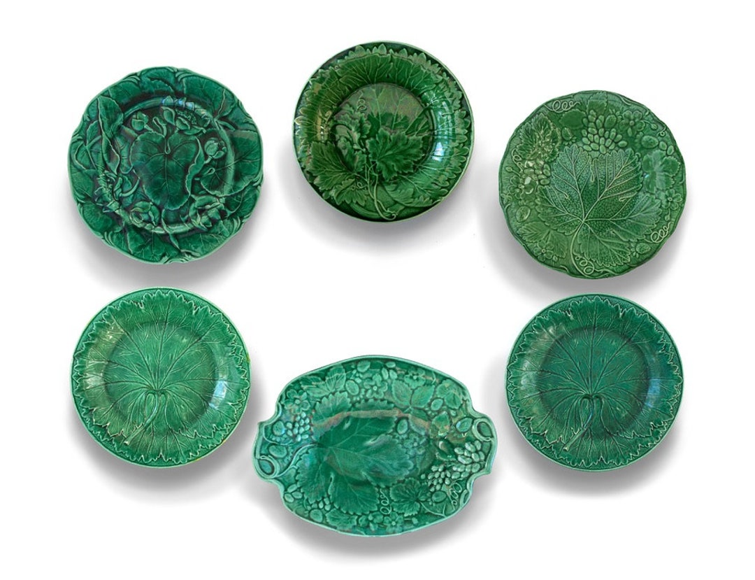 Green Majolica Victorian Leaf Plates - Group 4 - Etsy