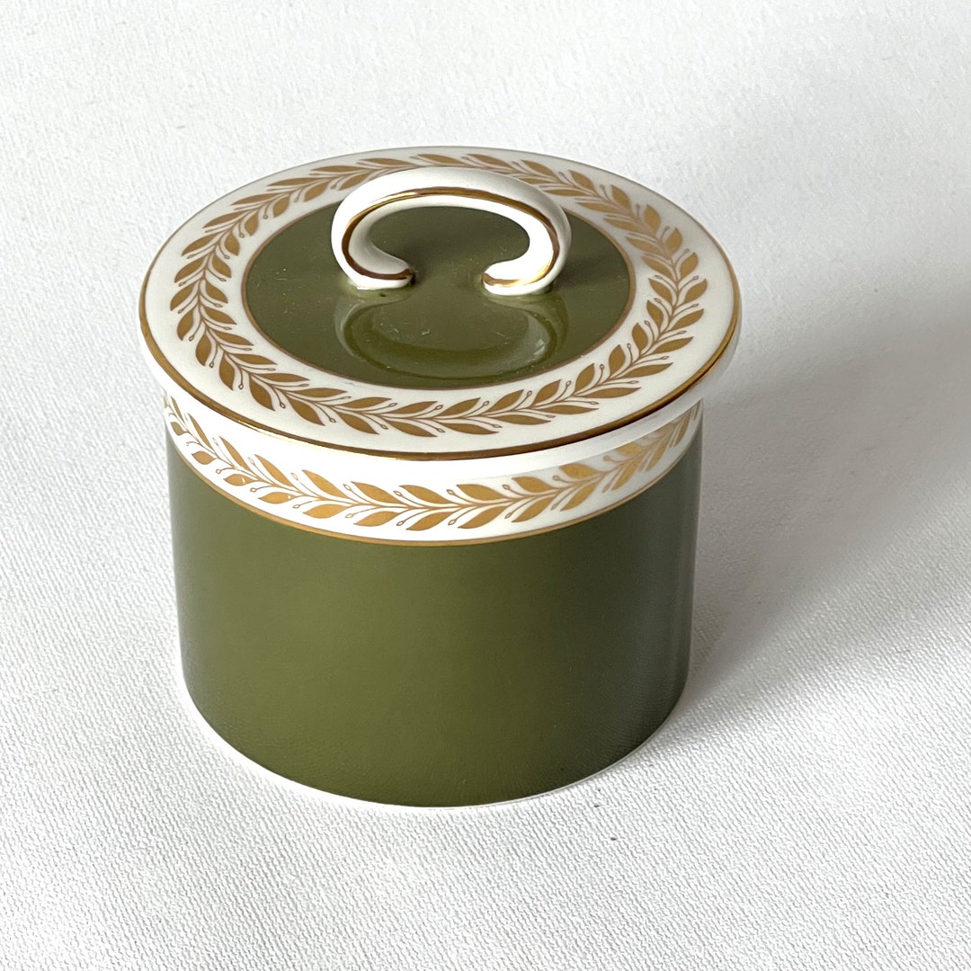 Susie Cooper Laurel Gold and Green Wedgwood Fine Bone China Lidded Pot ...