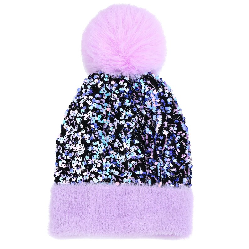 Natalie Mills Gemma Snow Beanie in Lilac. Bling Beanie. Sequin Beanie ...
