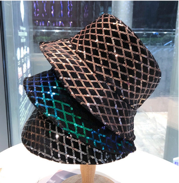Natalie Mills Jerrica Sequin Designer Style Bucket Hat in Green ...