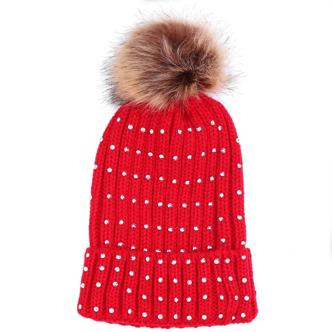 Natalie Mills Noelle Beanie in Red. Bling Beanie. Rhinestone - Etsy