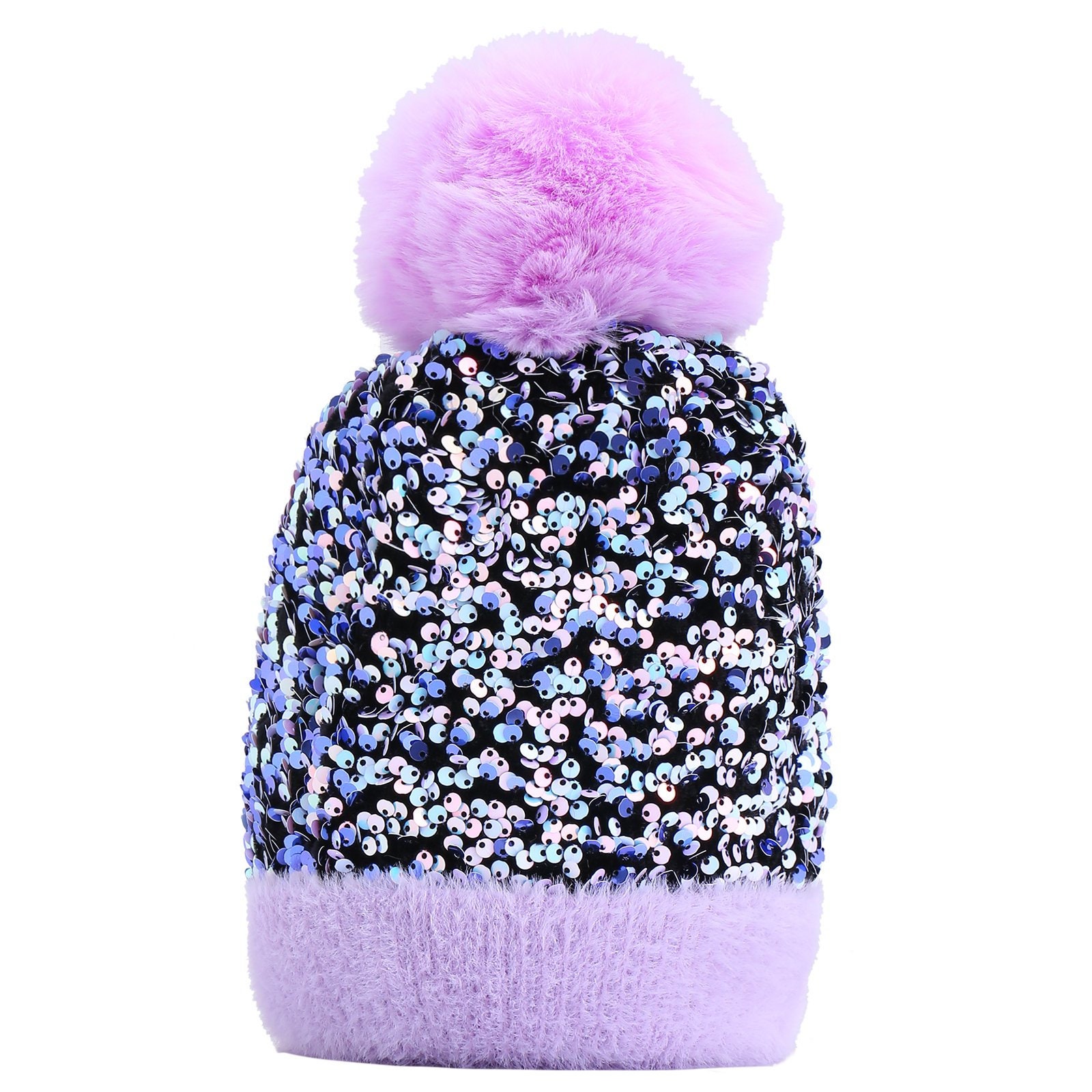 Natalie Mills Gemma Snow Beanie in Lilac. Bling Beanie. Sequin Beanie ...