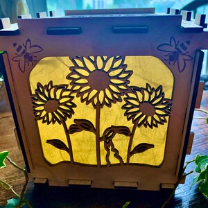 Sunflower Light Box, Sunflowers Night Light, Nature Inspired Home Decor ...