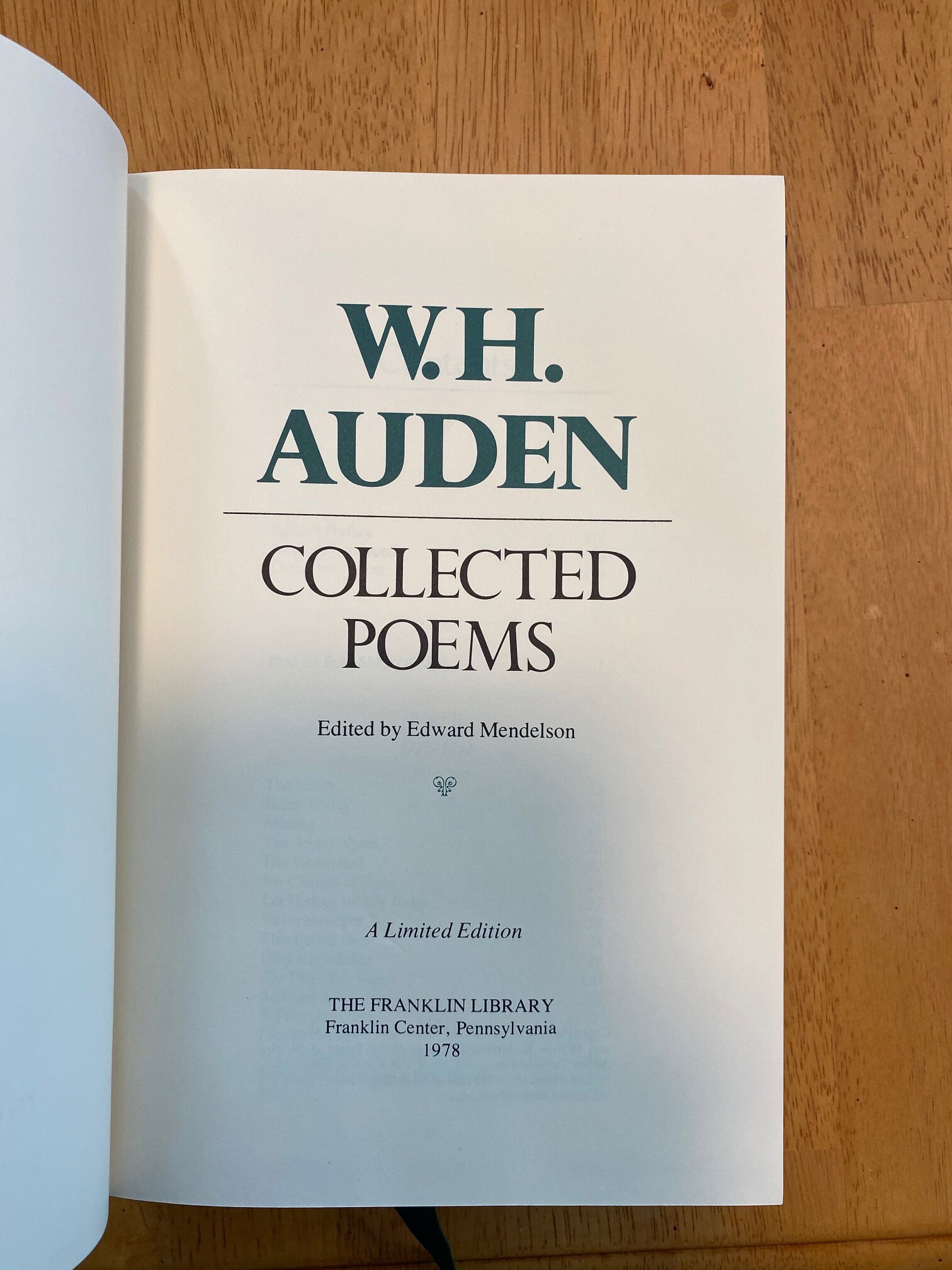 W.H. Auden Collected Poems Franklin Library Designer's copy - Etsy.de