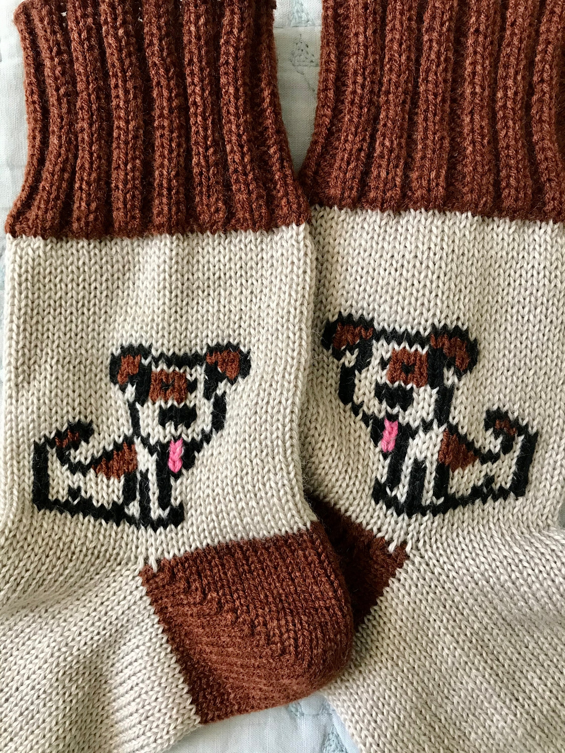 Socks with dog face Knitted Warm Socks with Dogs Socks for | Etsy
