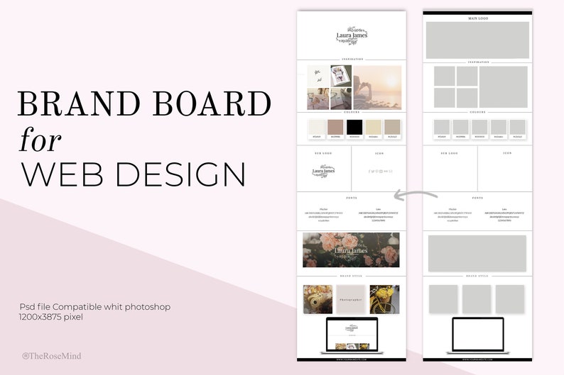 Brand Board Template for Website Website Brand Board - Etsy