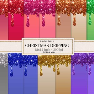 Dripping Digital Paper, Christmas Dripping, Christmas Digital Paper ...