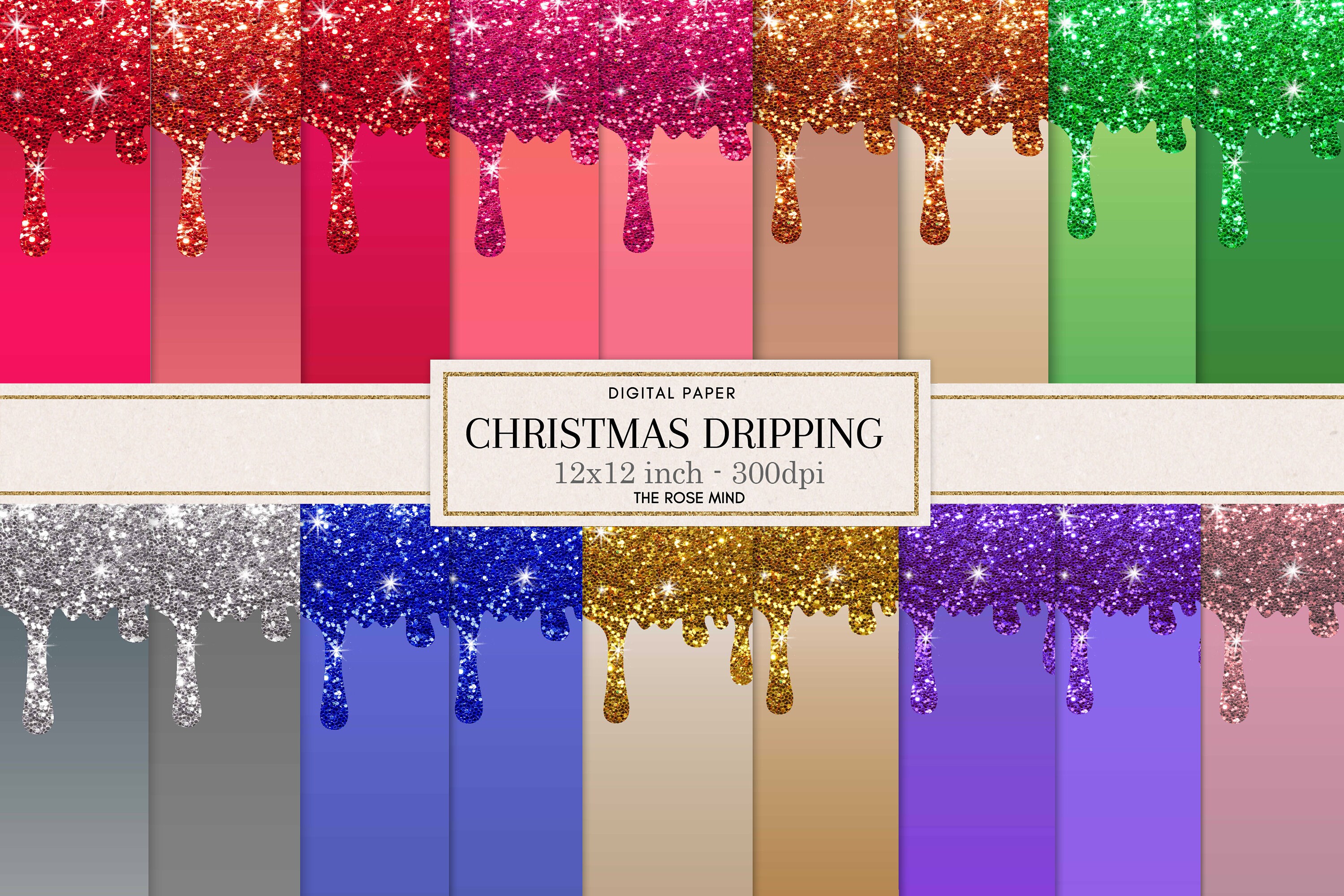 Dripping Digital Paper, Christmas Dripping, Christmas Digital Paper ...