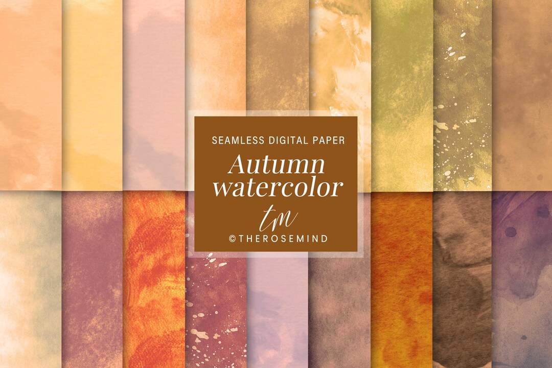 Fall Leaves Seamless Patterns Watercolor Autumn Backgrounds Printable ...
