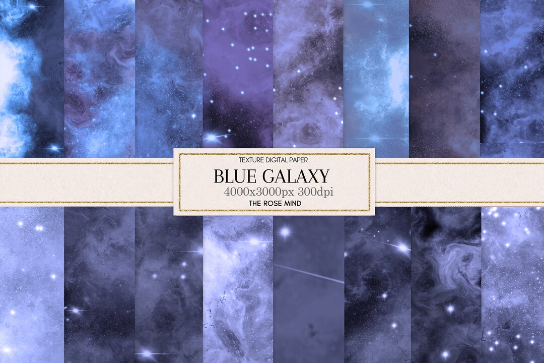 Blue Galaxy Digital Paper Blue Galaxy Background Blue - Etsy