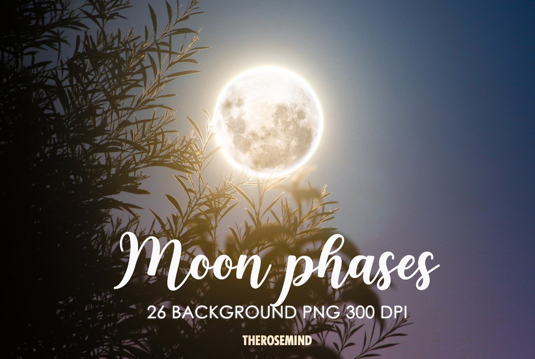 Moon Overlay, Lunar Phases Png, Moon Background Transparent, PNG - Etsy