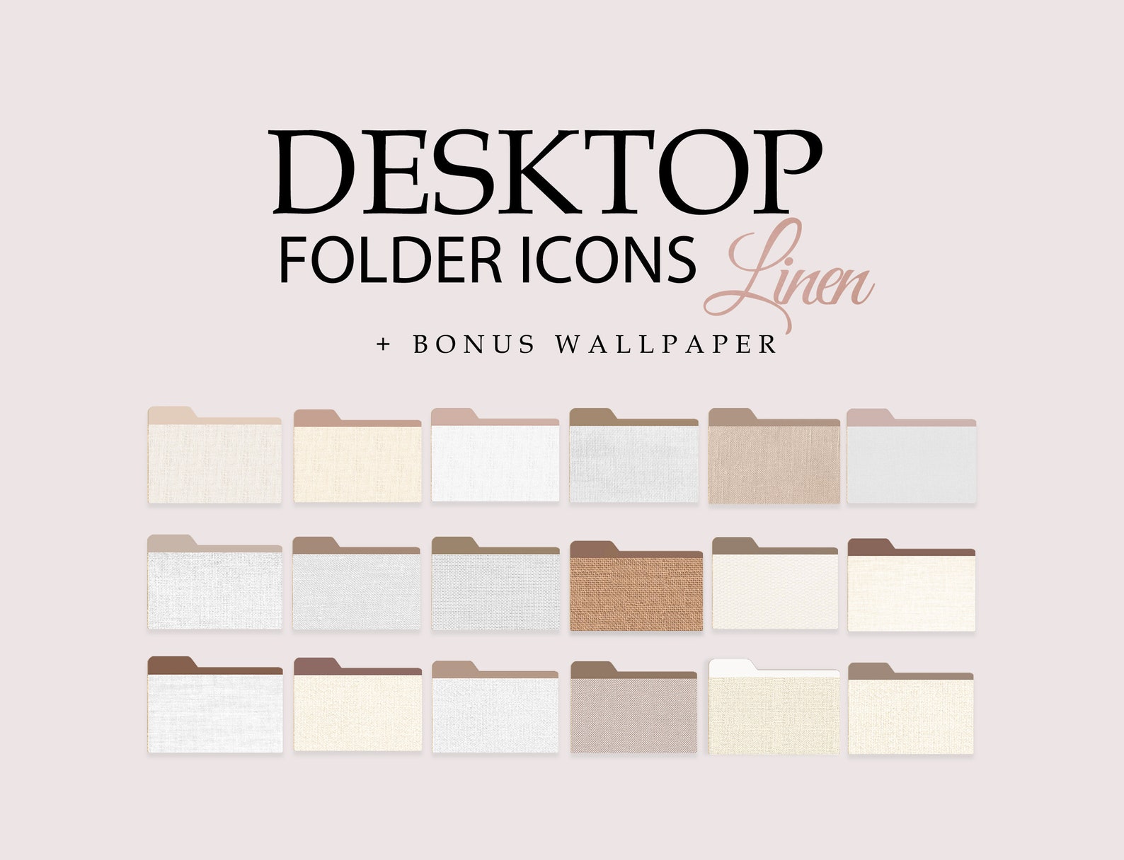 Desktop Icons Folder Aesthetic Natural Linen, Icon Desktop, Icons for ...