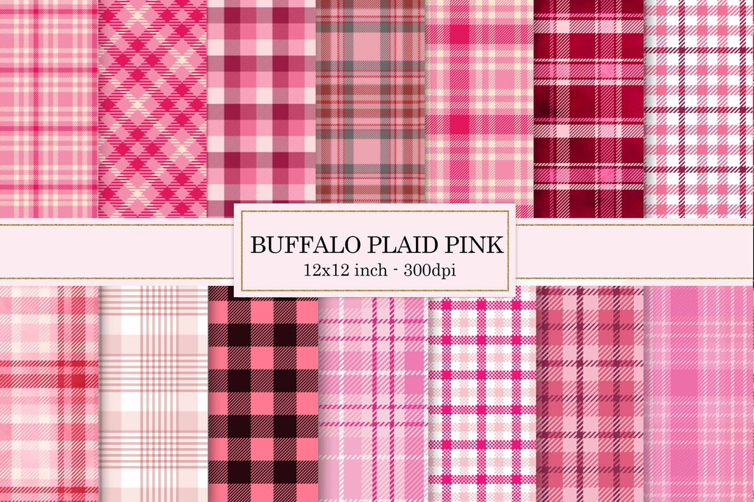 Buffalo Plaid Pink Digital Paper Pink Valentine Digital - Etsy