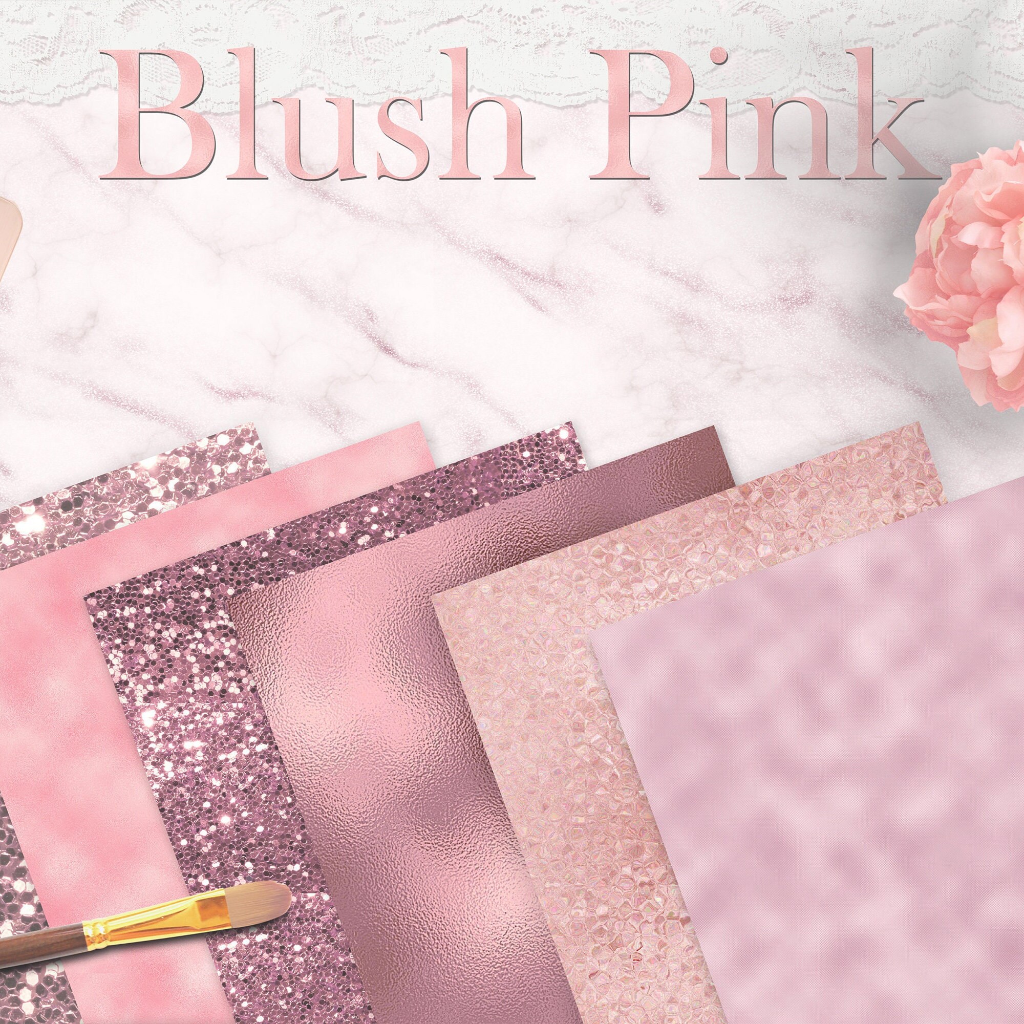 Blush Pink Digital Paper, Seamless Digital Paper Blush Pink Girly ...