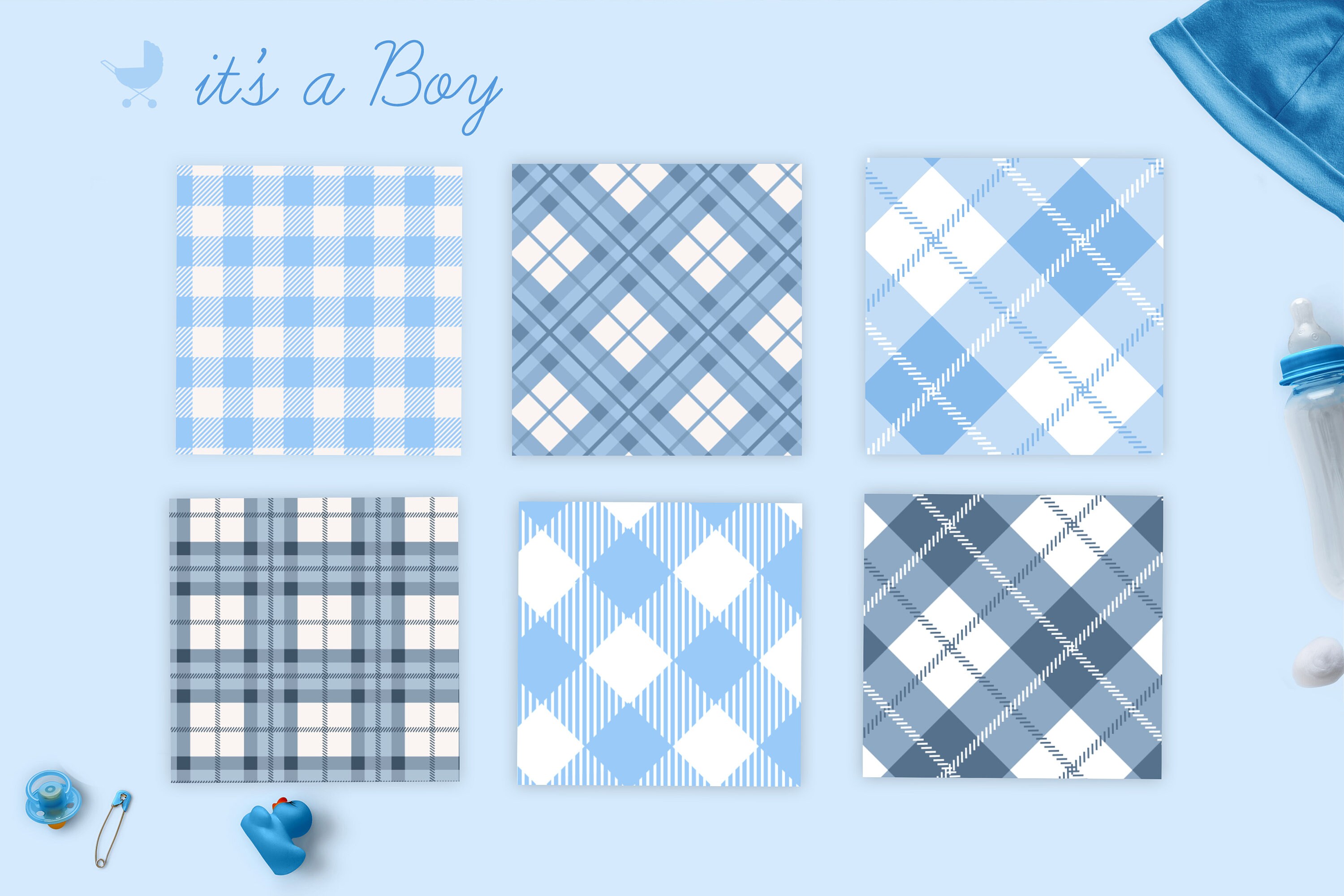 Baby Boy, Buffalo Plaid Blue, Baby Shower Boy, Buffalo Plaid Blue, Baby ...