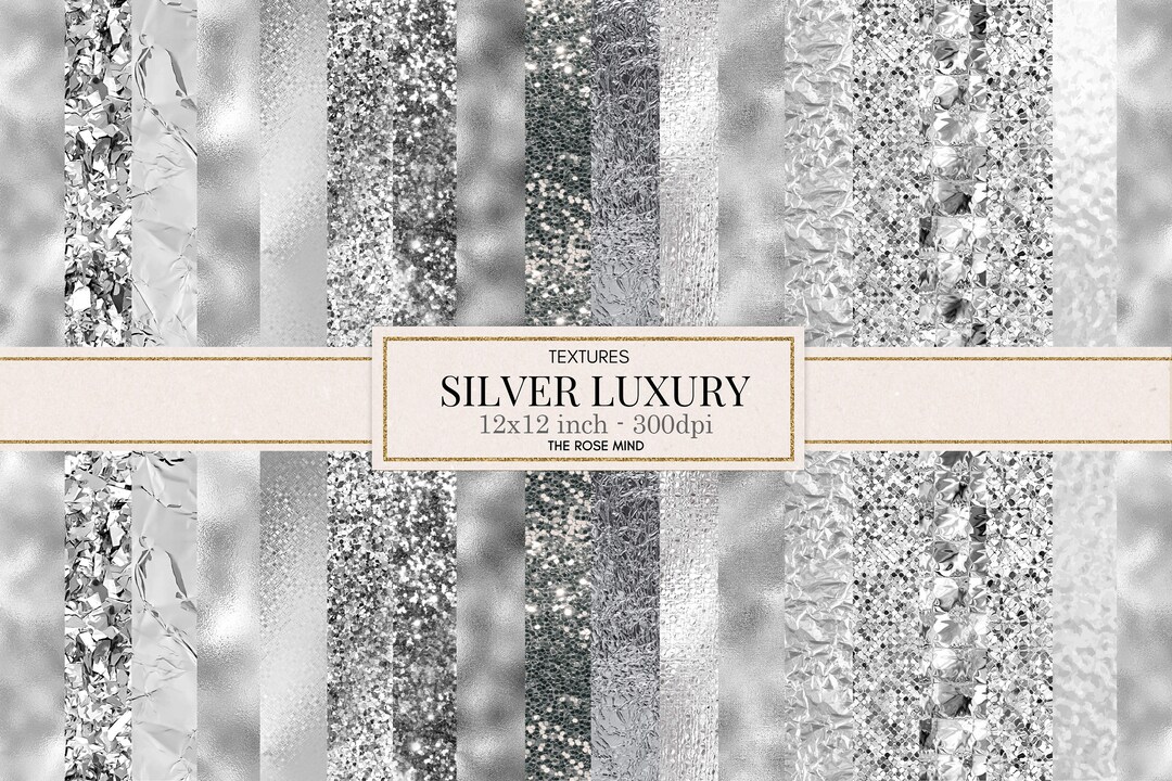 Silver Digital Paper Silver Printable Paper Silver Paper - Etsy