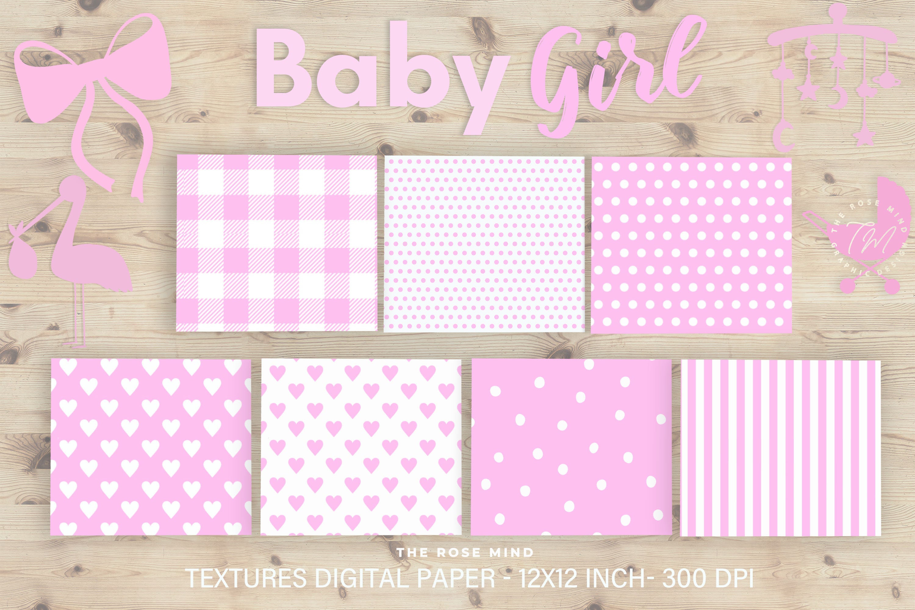 Baby Girl pink baby girl digital paper baby girl shower | Etsy