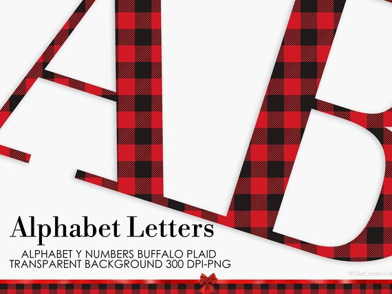 Alphabet Buffalo Plaid Alphabet Clipart Sublimation | Etsy