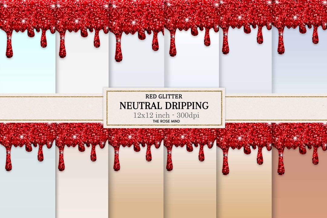 Red Dripping Digital Paper, Glitter Red Dripping, Red Digital Paper ...