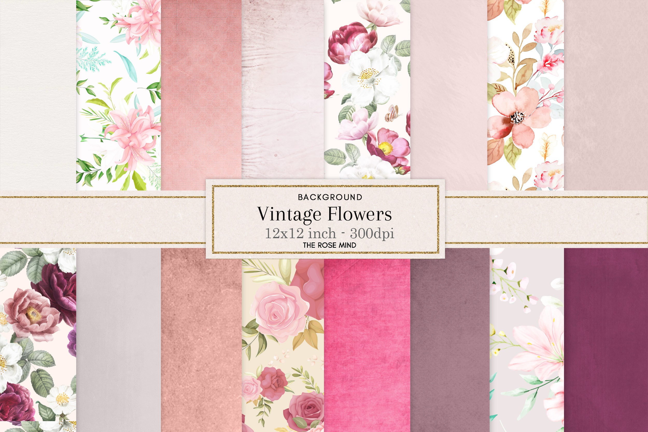 Vintage Flower Scrapbook Paper