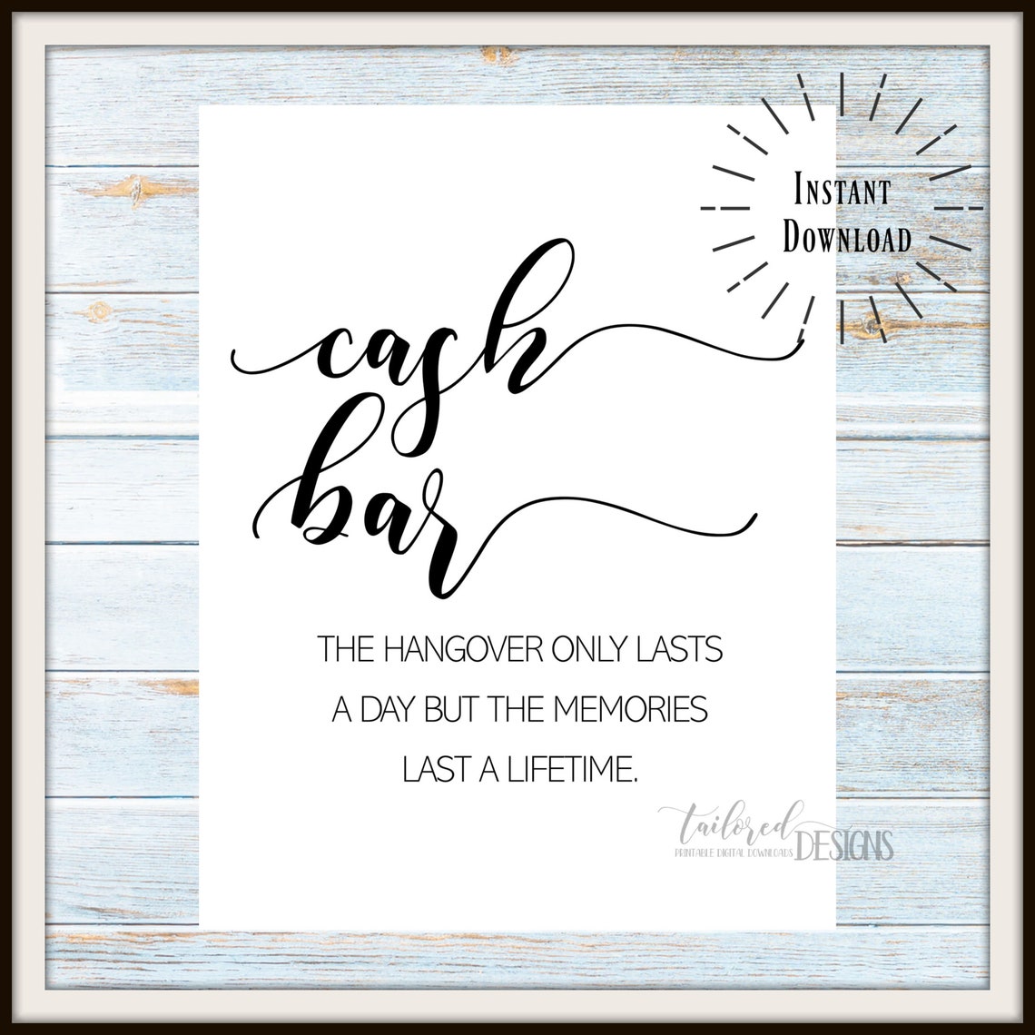 Cash Bar Wedding Sign, Digital Download, Wedding Signage, Wedding Day ...
