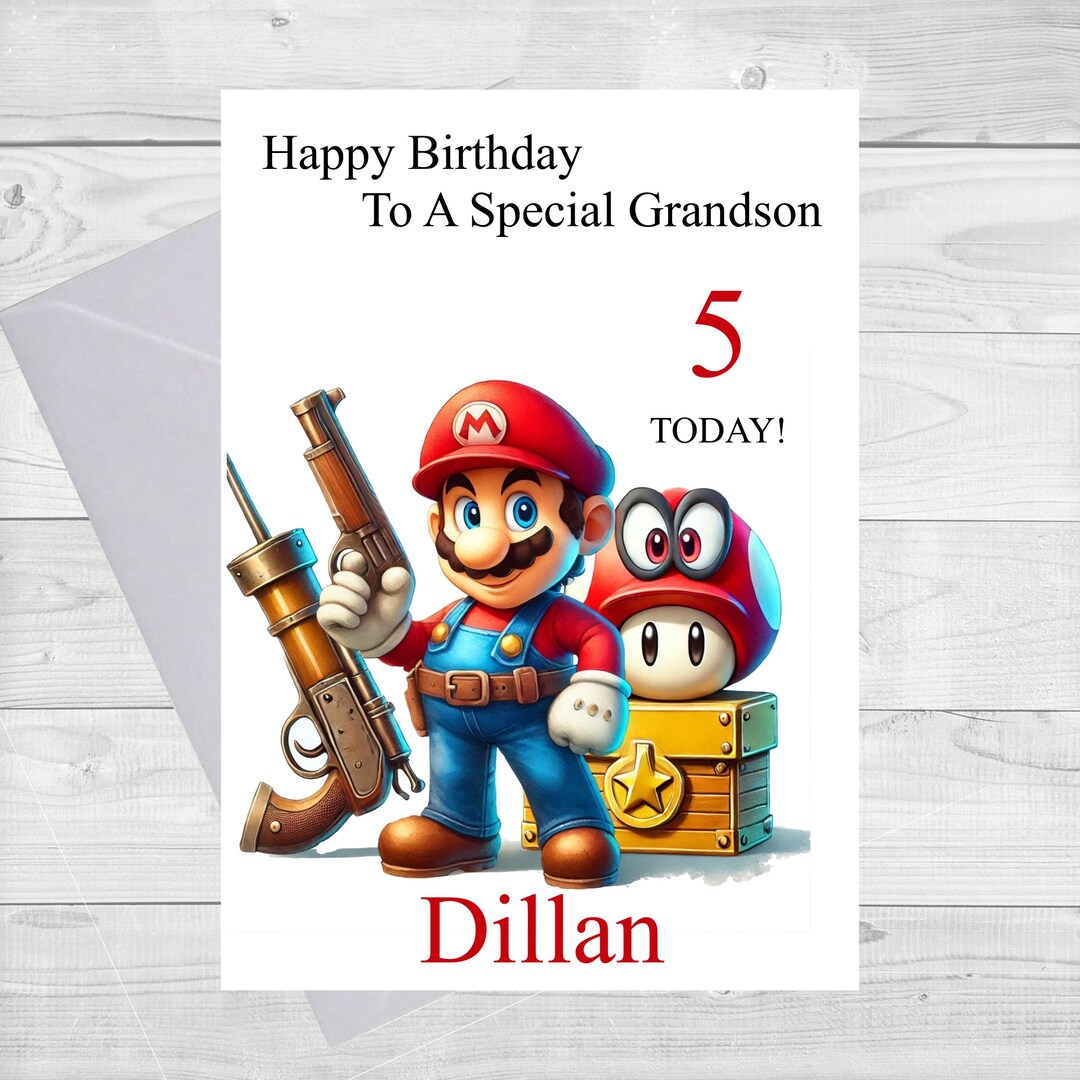Personalised Super Mario Birthday Card, Son, Grandson, Nephew, Cousin ...