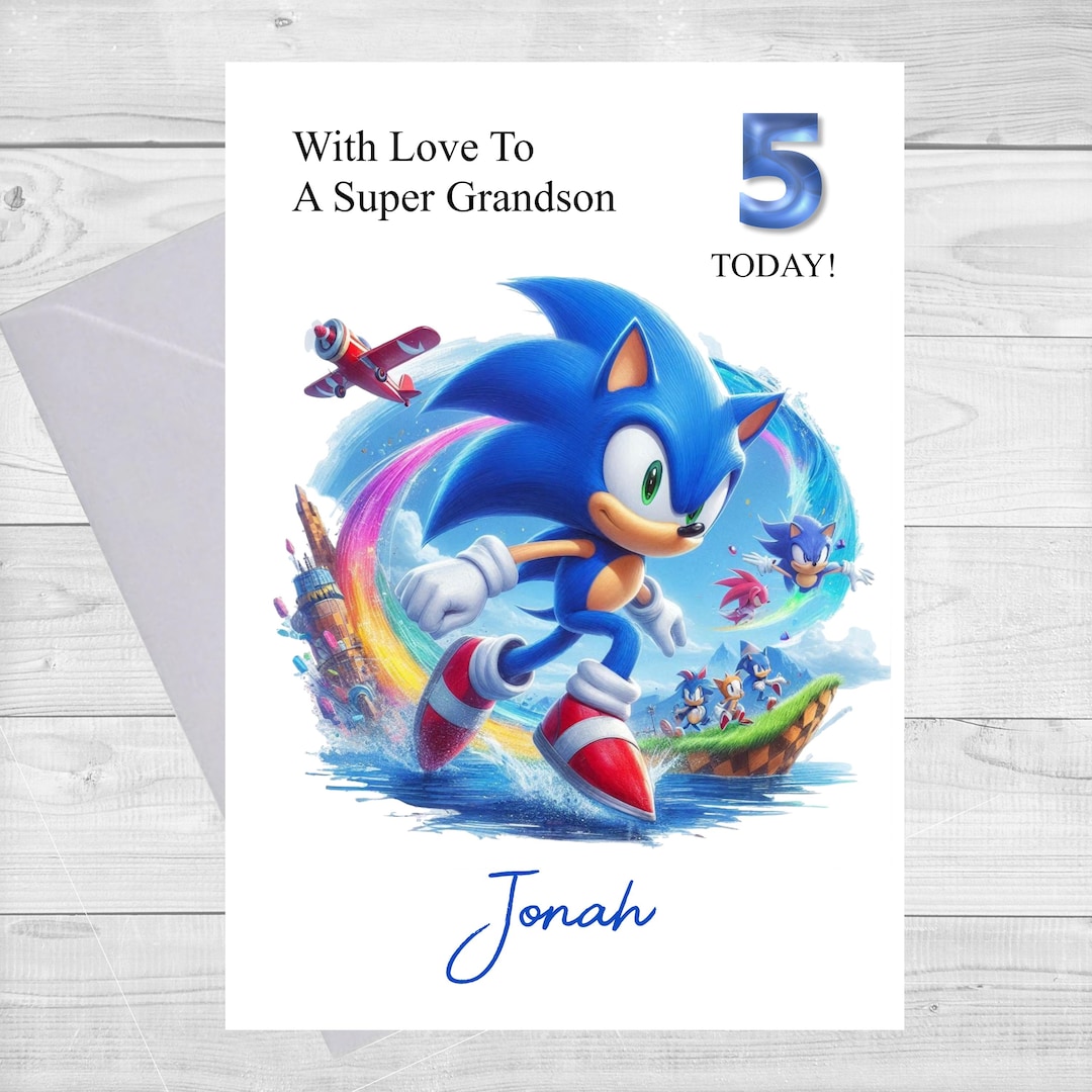 Personalised Sonic the Hedgehog Birthday Card,any Age - Etsy