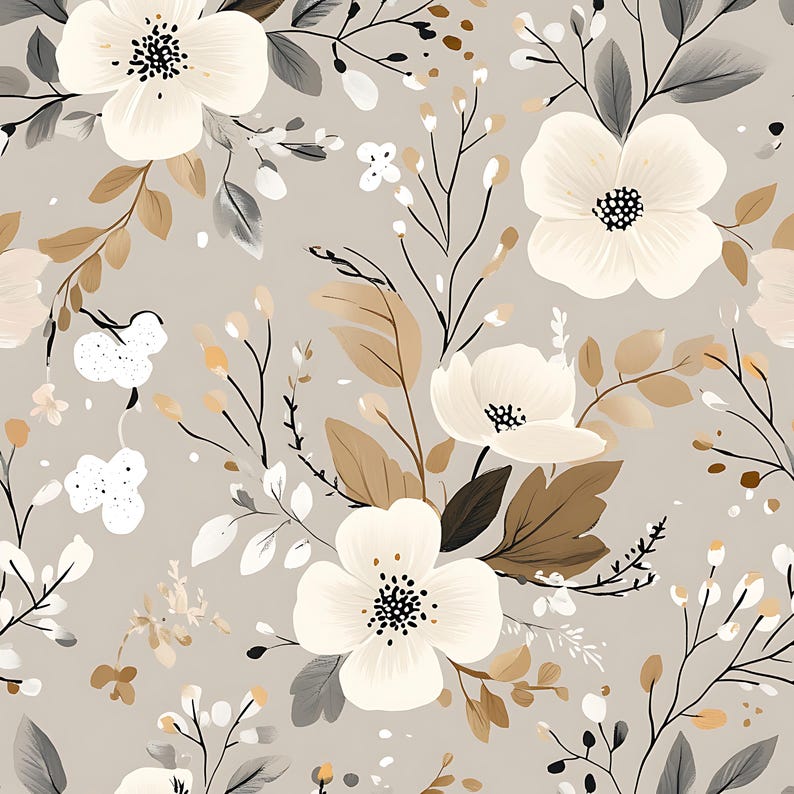 Floral Seamless Pattern: Spring Flower Digital Paper (digital Download ...