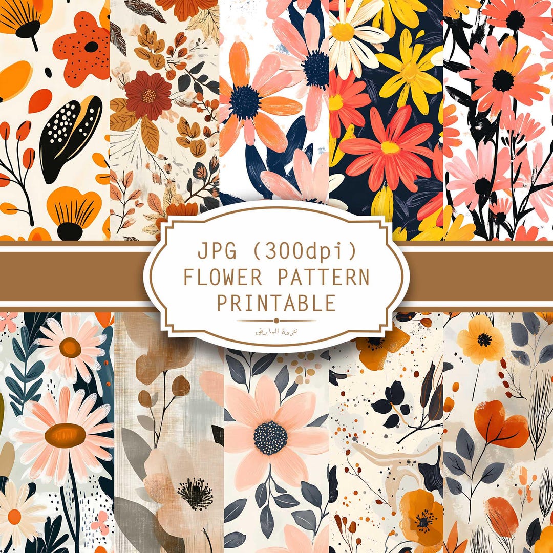 Floral Digital Paper: Seamless Flower Pattern, Spring Prints (digital ...