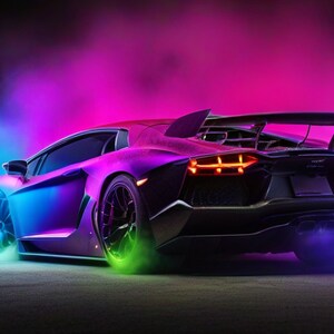 Printable Neon Lamborghini Digital Download - Neon Prints - Neon Lambo ...