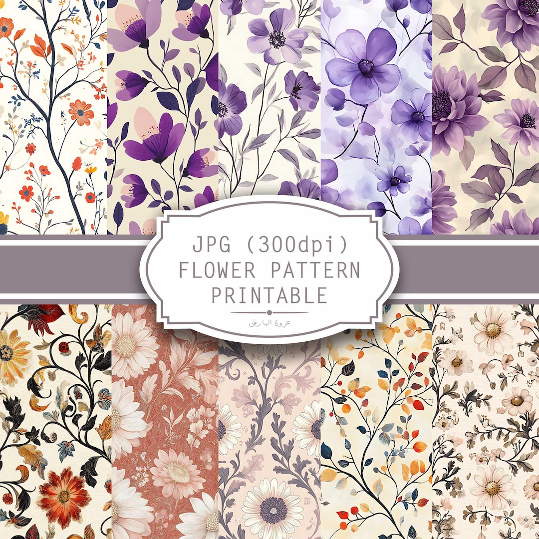 Floral Digital Paper: Seamless Flower Pattern, Scrapbook Prints ...