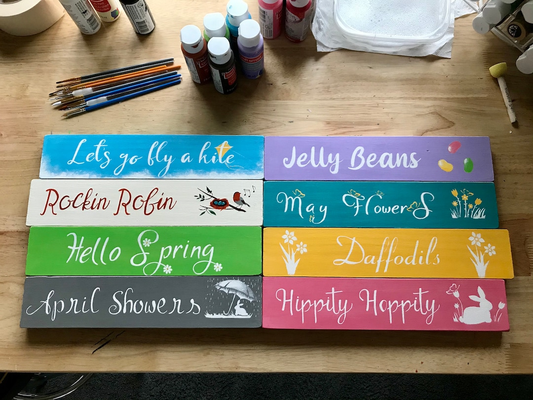 Small Wood Spring Signs - Etsy