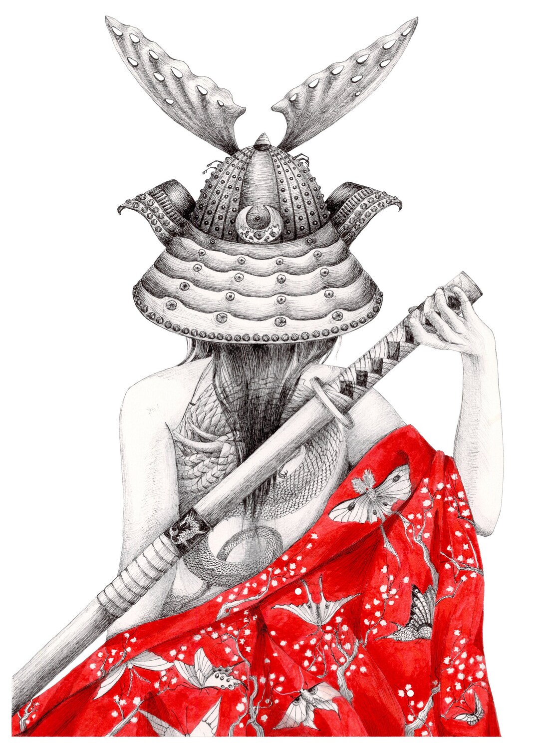 Butterfly Samurai - Limited Edition Fine Art Print - Wall Art - Silk ...