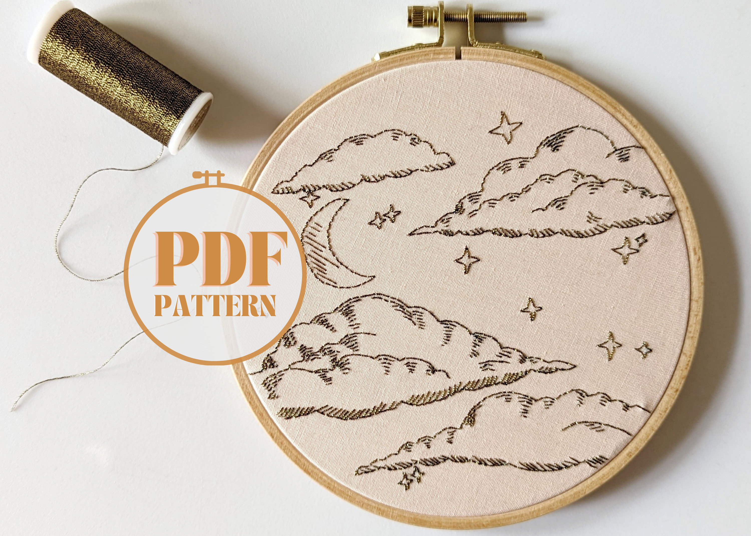 Clouds at Night Hand Embroidery Pattern by Formedfibers | Digital File ...