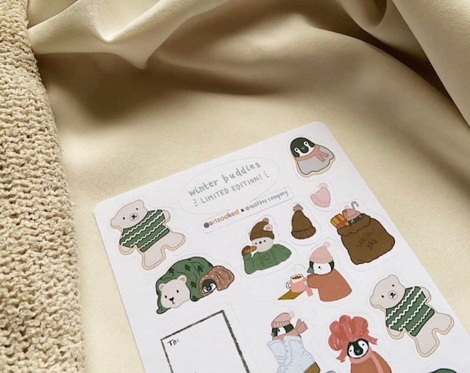 Winter Buddies Sticker Sheet, Penguin, Polar Bear, Cute, Stationery - Etsy