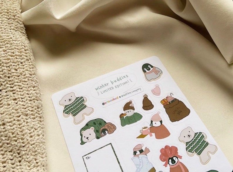 Winter Buddies Sticker Sheet Penguin Polar Bear Cute - Etsy