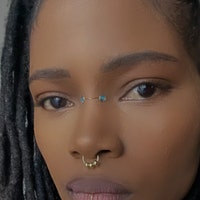 Nose Bridge Cuff, Without Piercing, Face Harness Jewel in Chains: Gold ...
