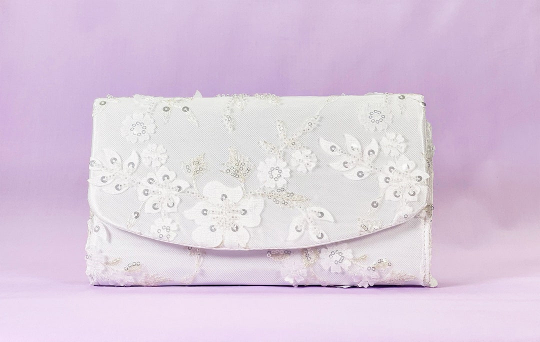 White Bridal Clutch Bag, Bridal Clutch, Bridesmaid Clutch, Wedding ...