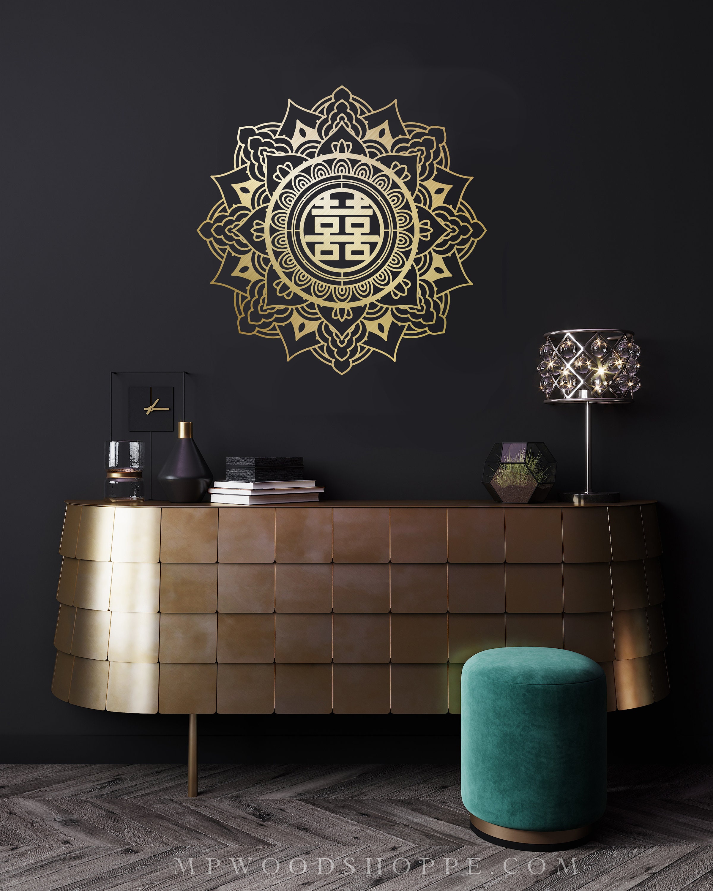 Double Happiness Mandala Wall Art • Lace Mandala With Double Happiness ...